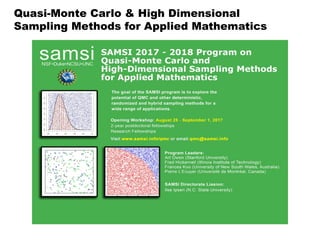 Program on Quasi-Monte Carlo and High-Dimensional Sampling Methods for Applied Mathematics ...