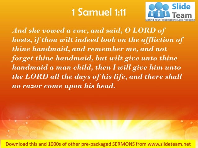 1 samuel 1 11 i will give him to the lord power point church sermon | PDF