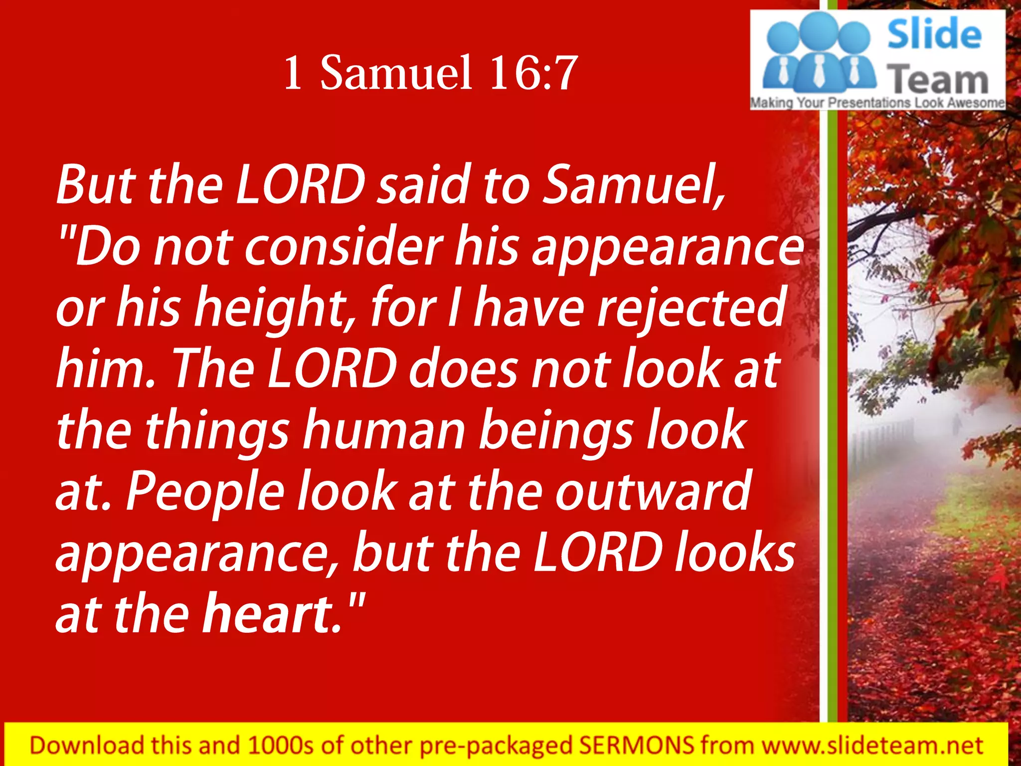 1 samuel 16 7 the lord looks at the heart power point church sermon | PDF