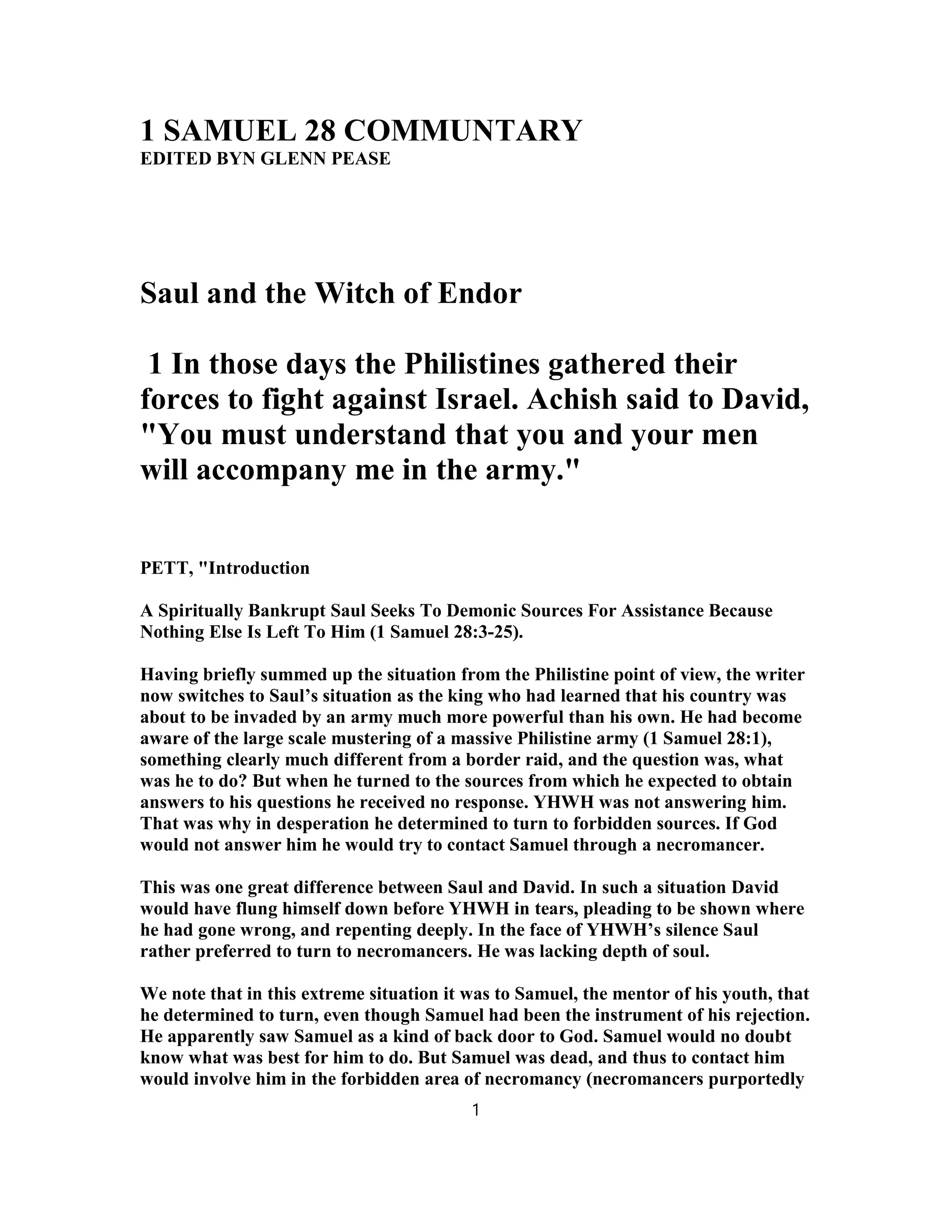 1 samuel 28 communtary | PDF