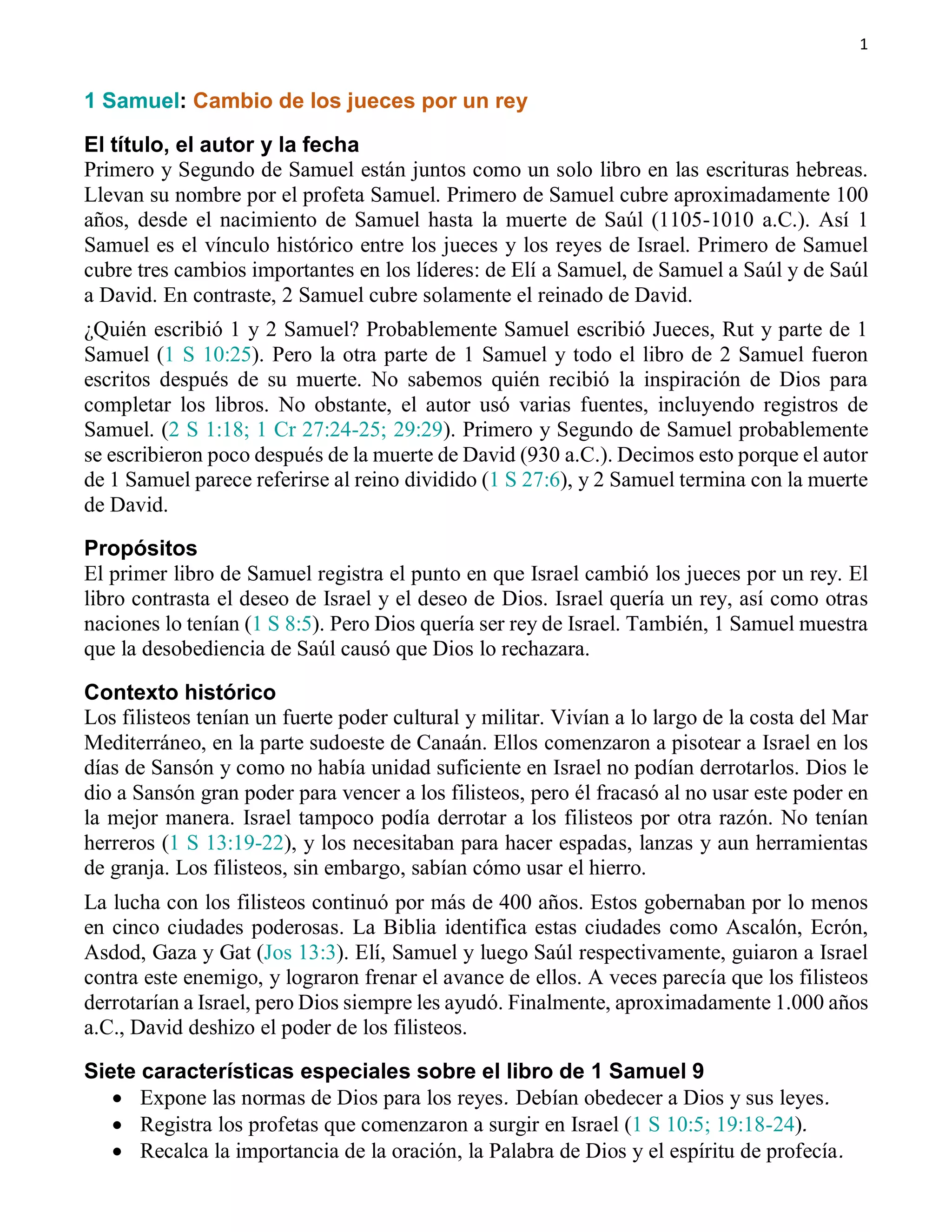 1 samuel resumen | PDF