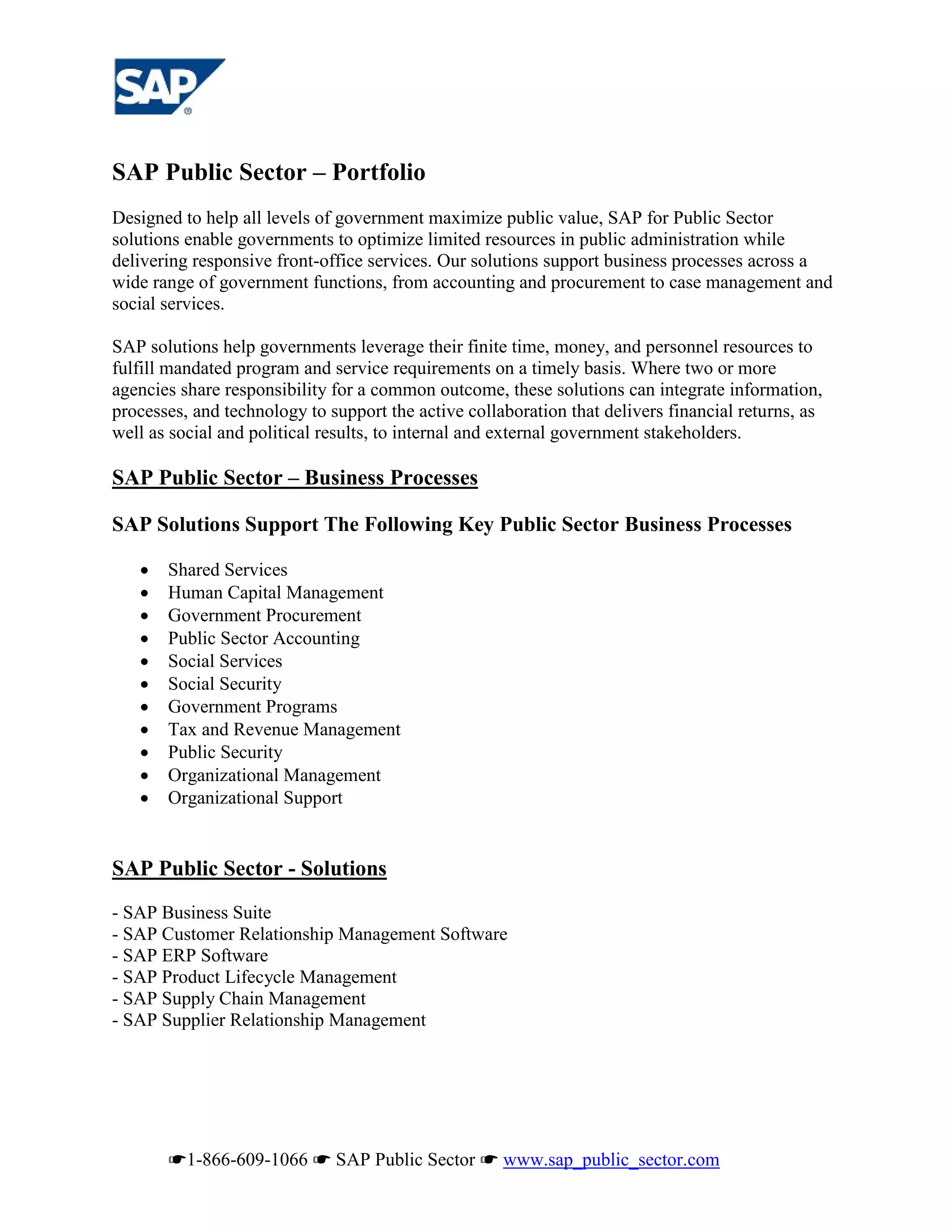 SAP - Public Sector - Overview | PDF