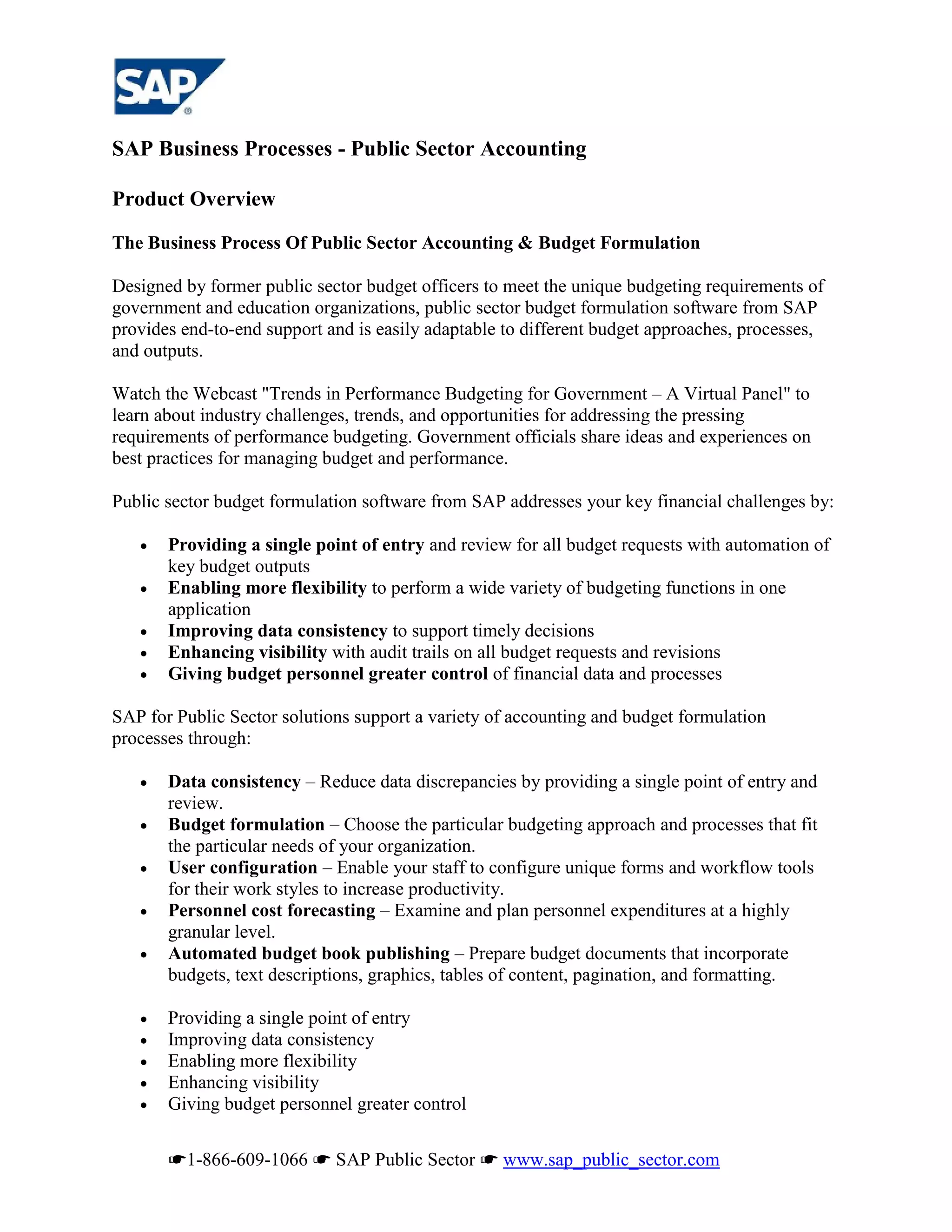 SAP - Public Sector - Overview | PDF