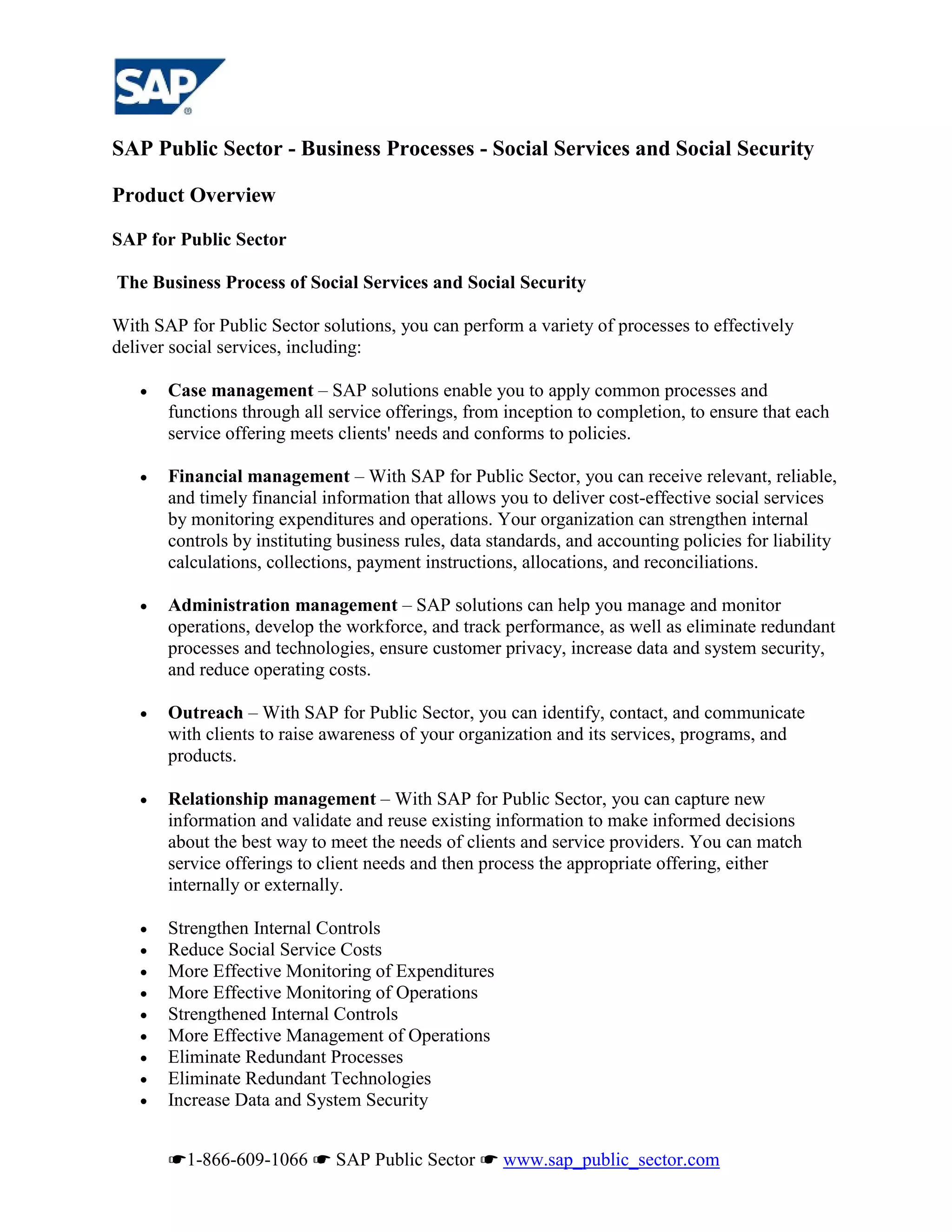 SAP - Public Sector - Overview | PDF
