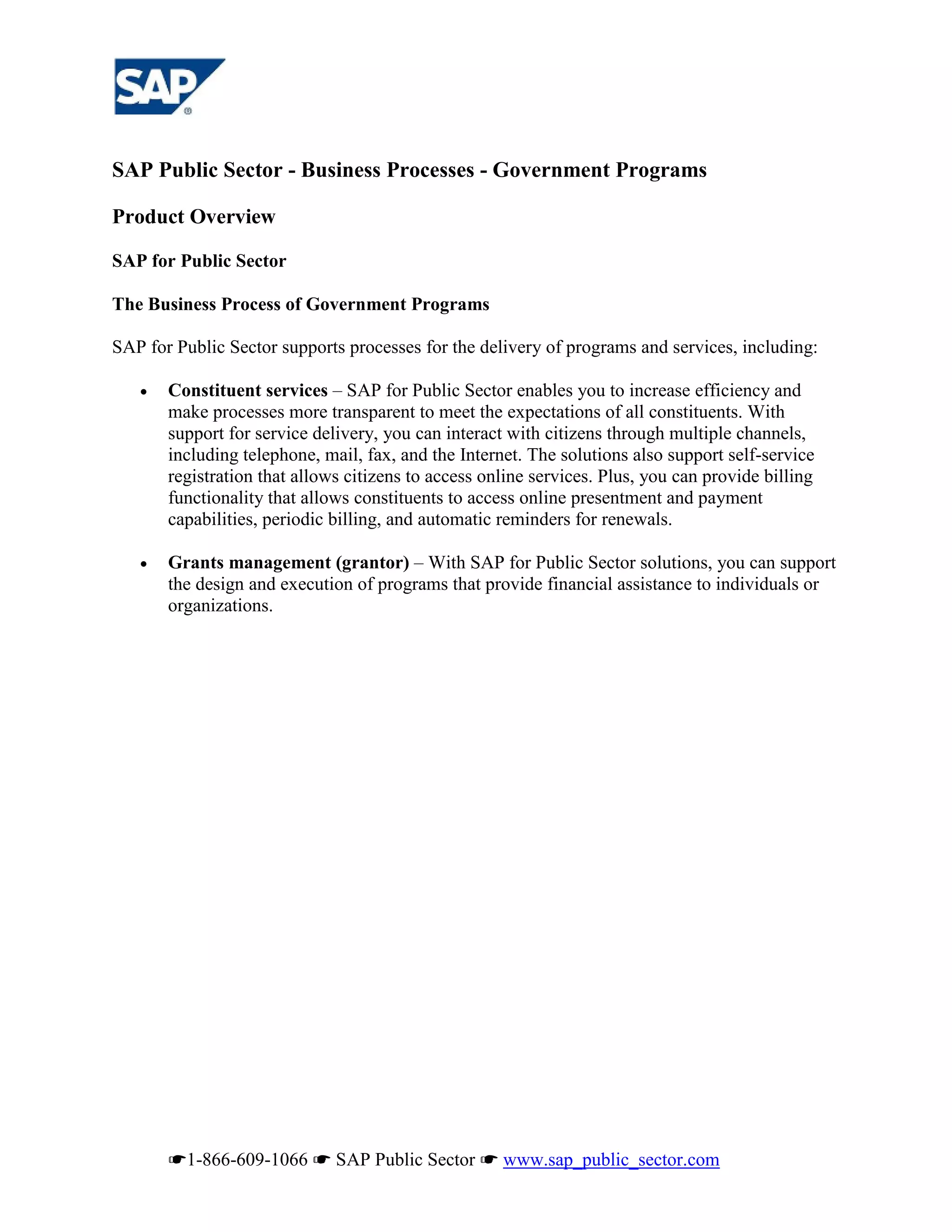 SAP - Public Sector - Overview | PDF