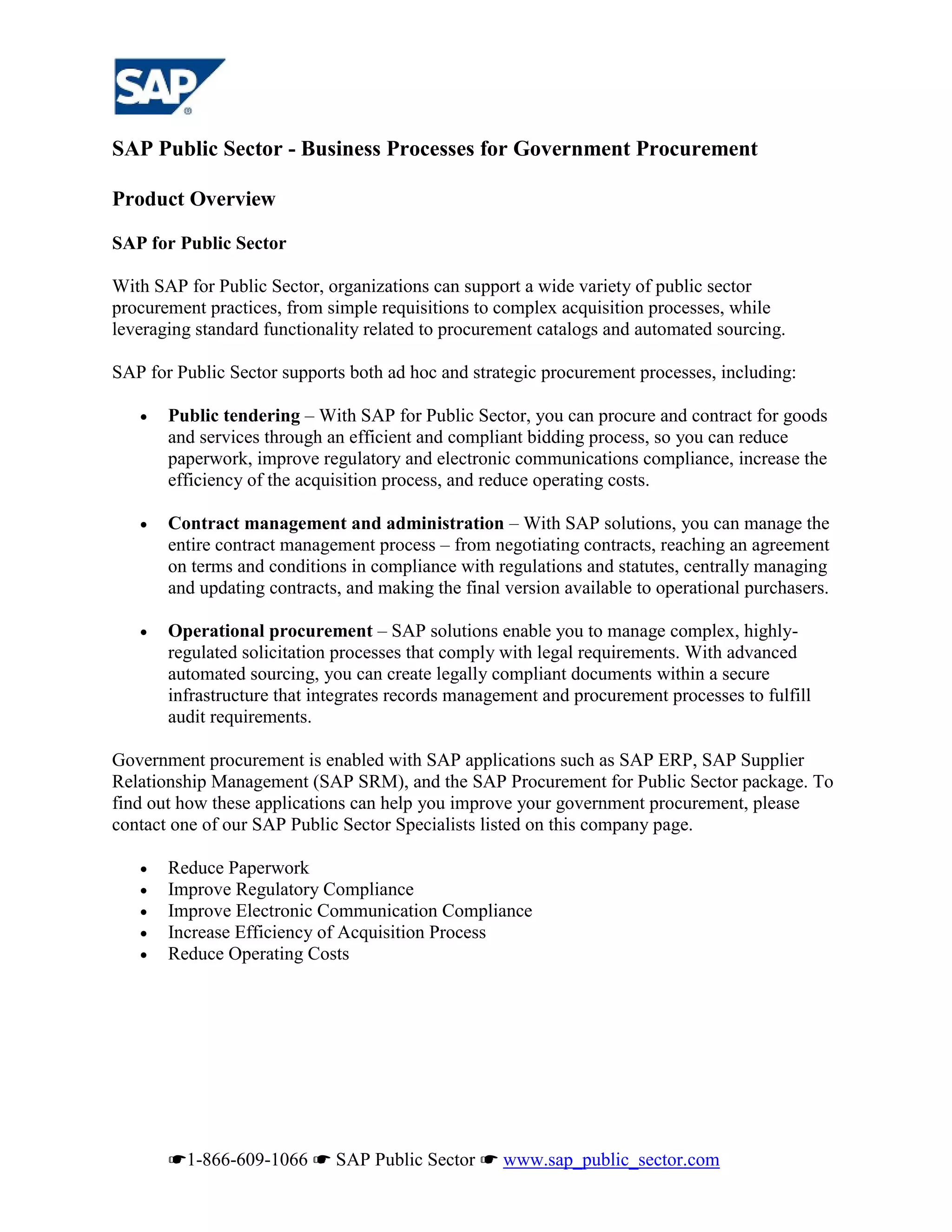 SAP - Public Sector - Overview | PDF