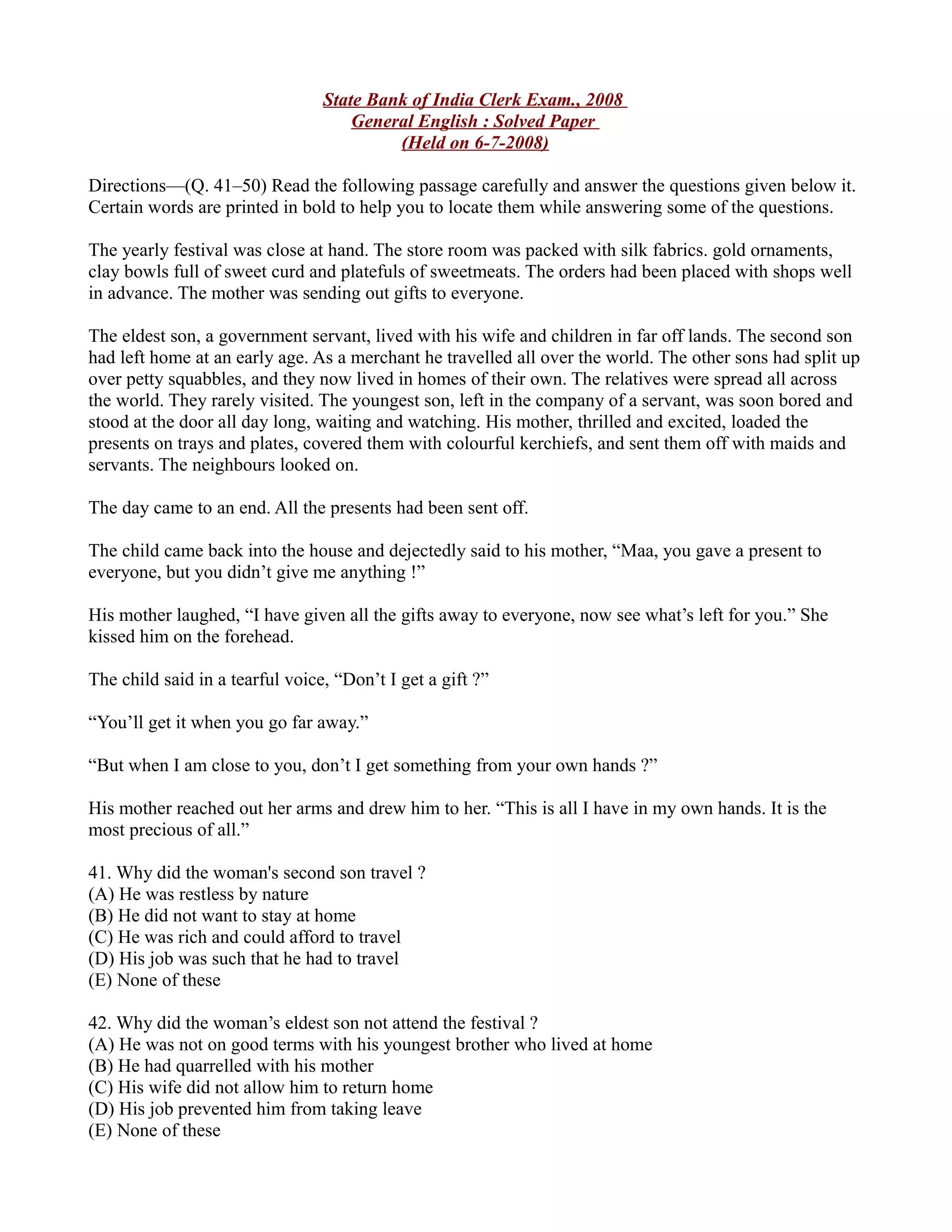 1 sbi bank-exam-question-paper--09 | PDF