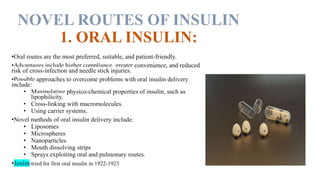 Novel routes of insulin for diabetes treatment | PPTX | Endocrine and ...