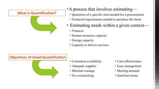 Quantification, Pricing and budgeting of Drug requirement | PPTX