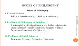 "scope of philosophy" in philosophy of education | PDF