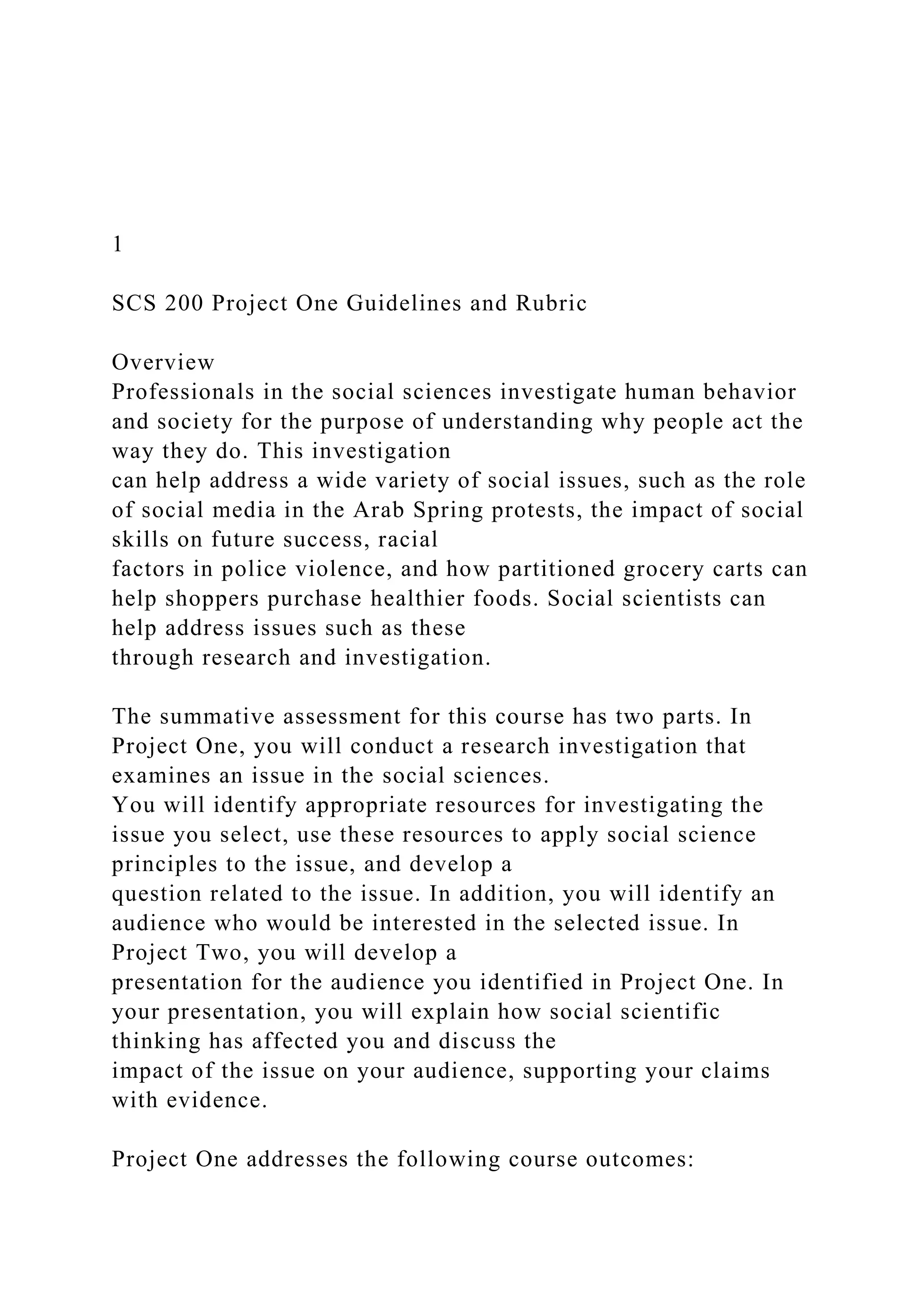 1 SCS 200 Project One Guidelines and Rubric Overview .docx