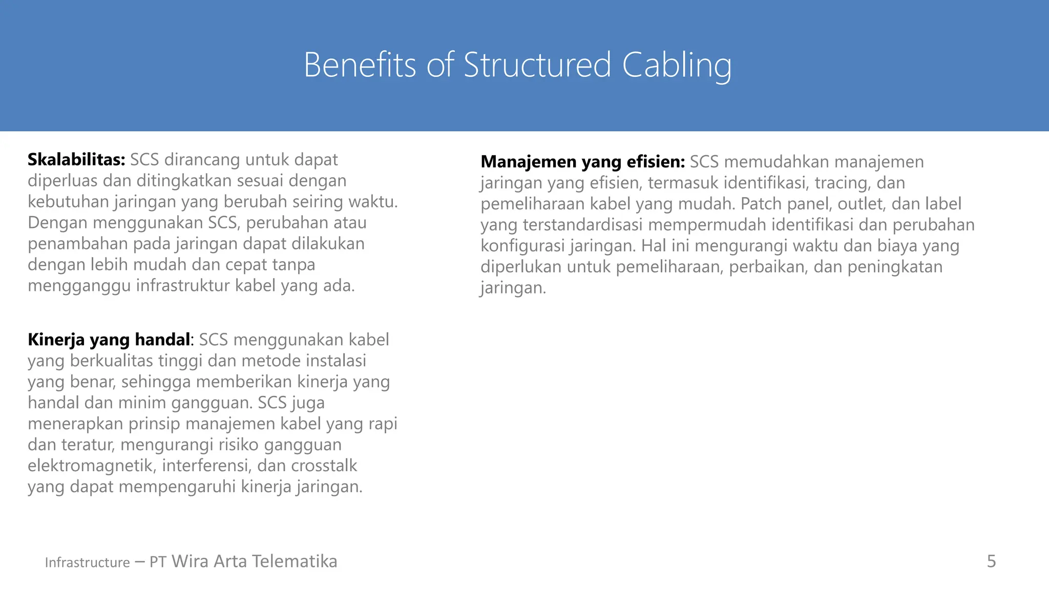 Scs Structured Cabling System For Technical Infrastructure Ppt
