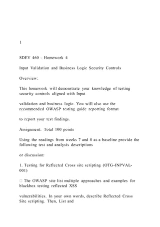 1 SDEV 460 – Homework 4 Input Validation and Busine | PDF