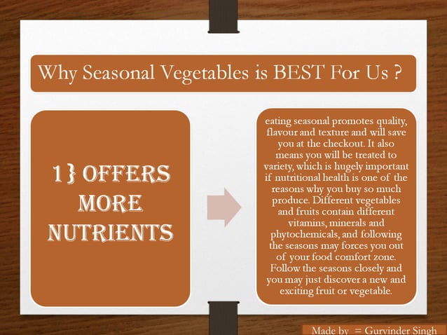 PPT on Seasonal Vegetables By Gurvinder Singh | PPT