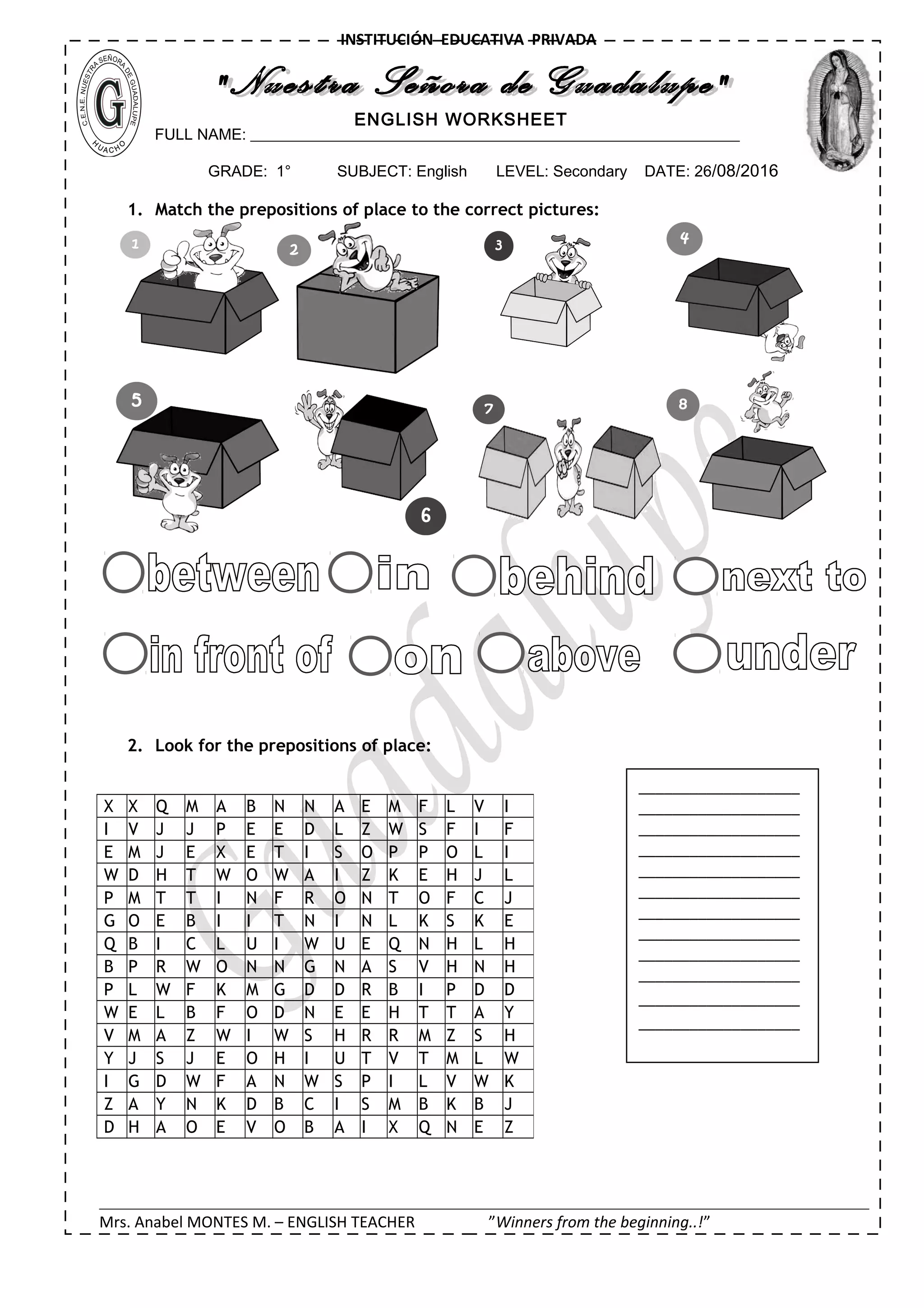 1 sec prepositions of place | DOC