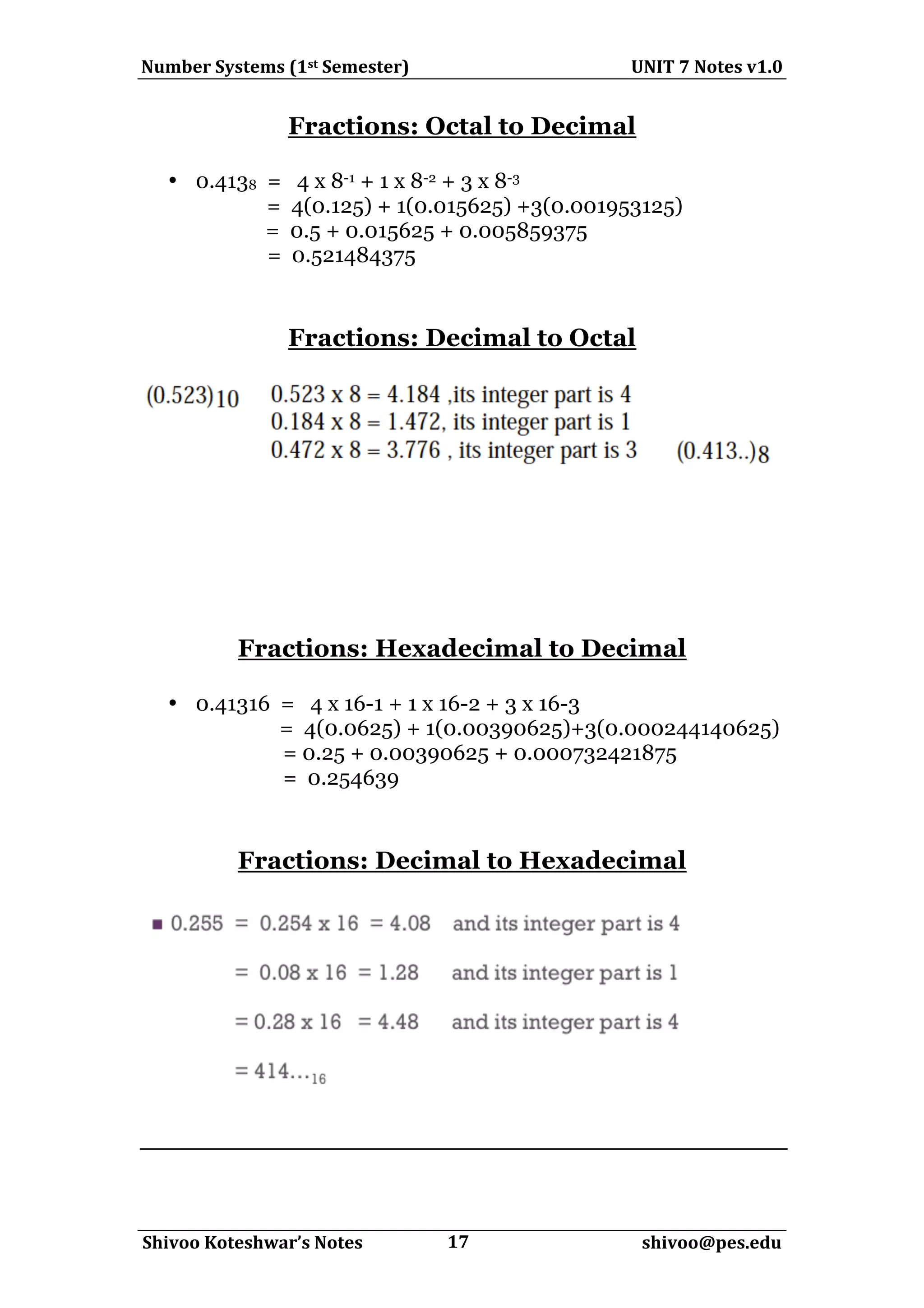 1Sem-Basic Electronics Notes-Unit7-Number System | PDF