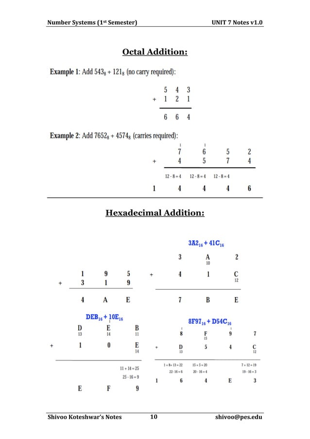 1Sem-Basic Electronics Notes-Unit7-Number System | PDF