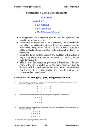 1Sem-Basic Electronics Notes-Unit7-Number System | PDF