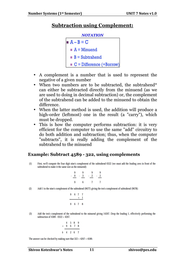 1Sem-Basic Electronics Notes-Unit7-Number System | PDF