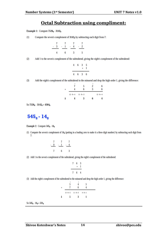 1Sem-Basic Electronics Notes-Unit7-Number System | PDF