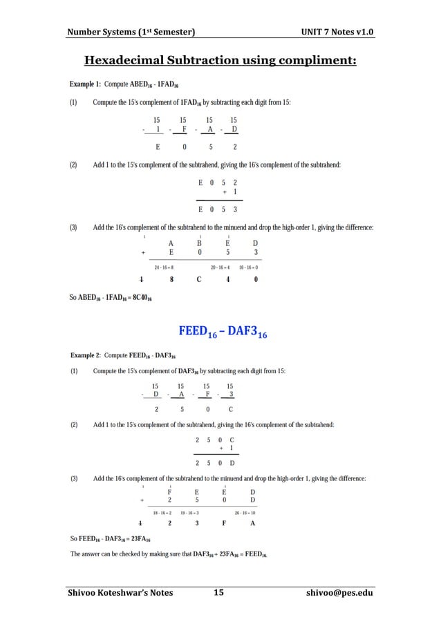 1Sem-Basic Electronics Notes-Unit7-Number System | PDF