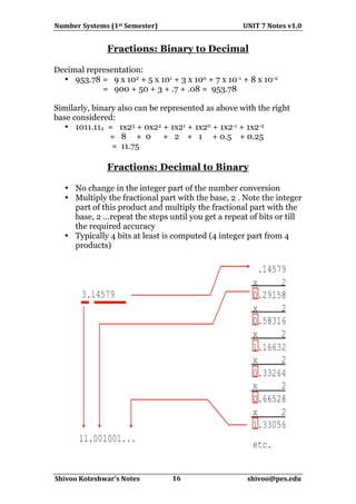 1Sem-Basic Electronics Notes-Unit7-Number System | PDF