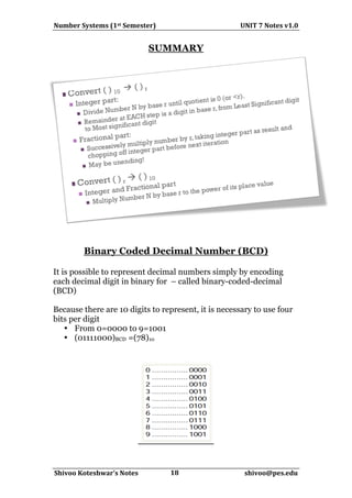 1Sem-Basic Electronics Notes-Unit7-Number System | PDF