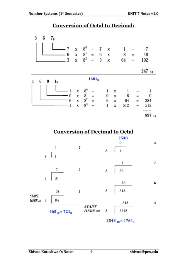 1Sem-Basic Electronics Notes-Unit7-Number System | PDF