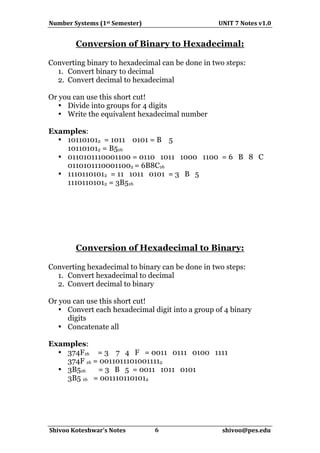 1Sem-Basic Electronics Notes-Unit7-Number System | PDF
