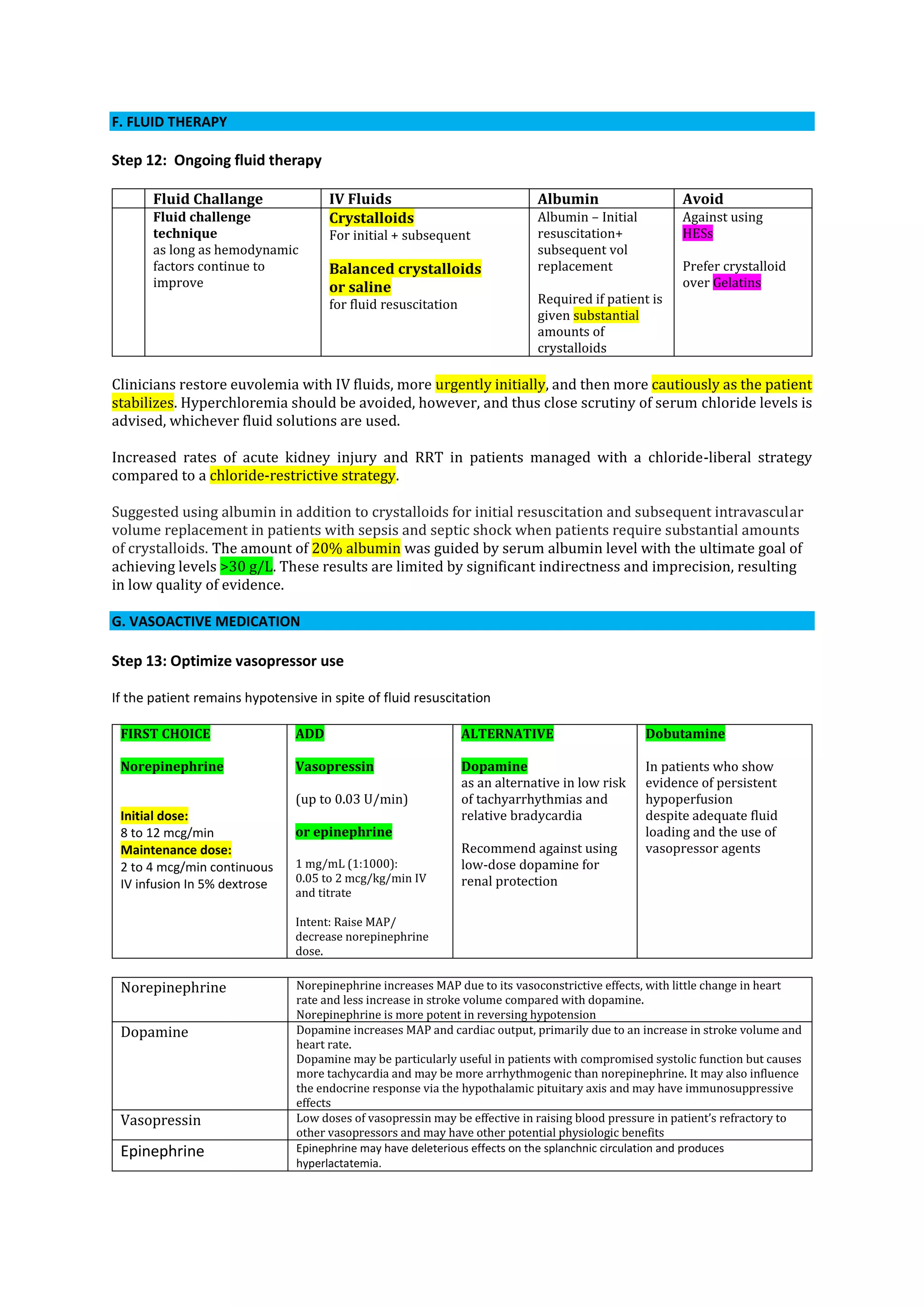Sepsis protocol 2016 : Notes2021 | PDF
