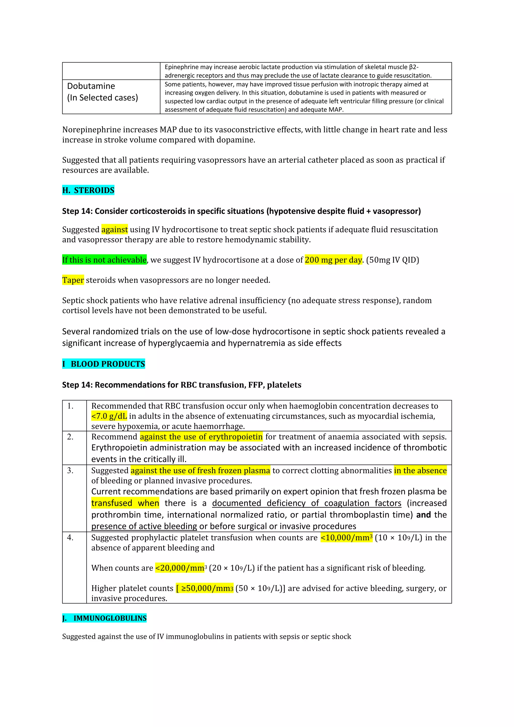 Sepsis protocol 2016 : Notes2021 | PDF