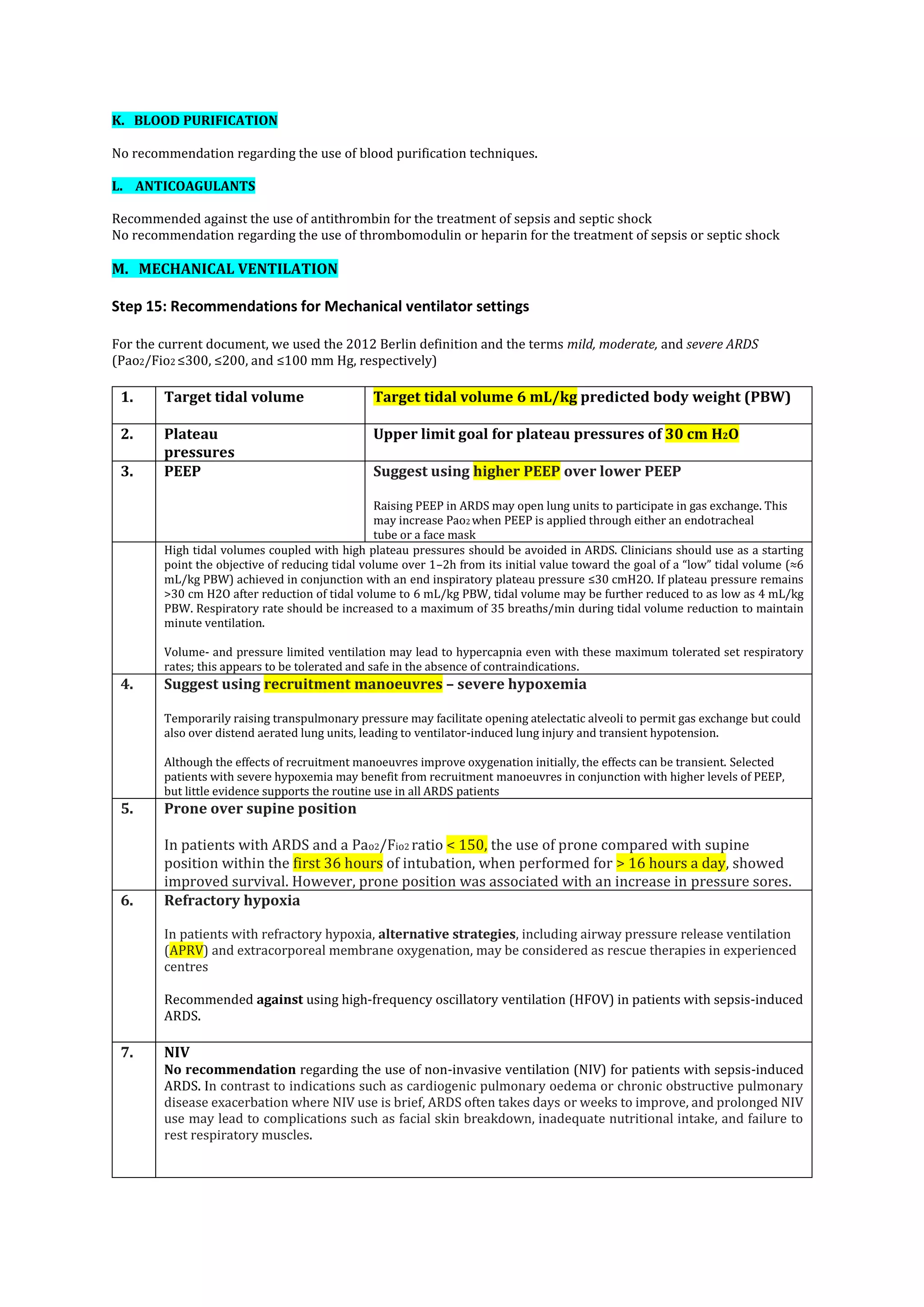 Sepsis protocol 2016 : Notes2021 | PDF