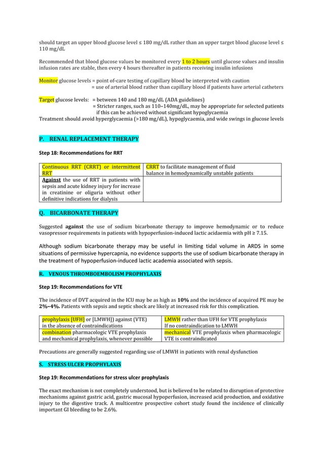 Sepsis protocol 2016 : Notes2021 | PDF