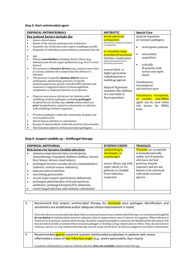 Sepsis protocol 2016 : Notes2021 | PDF