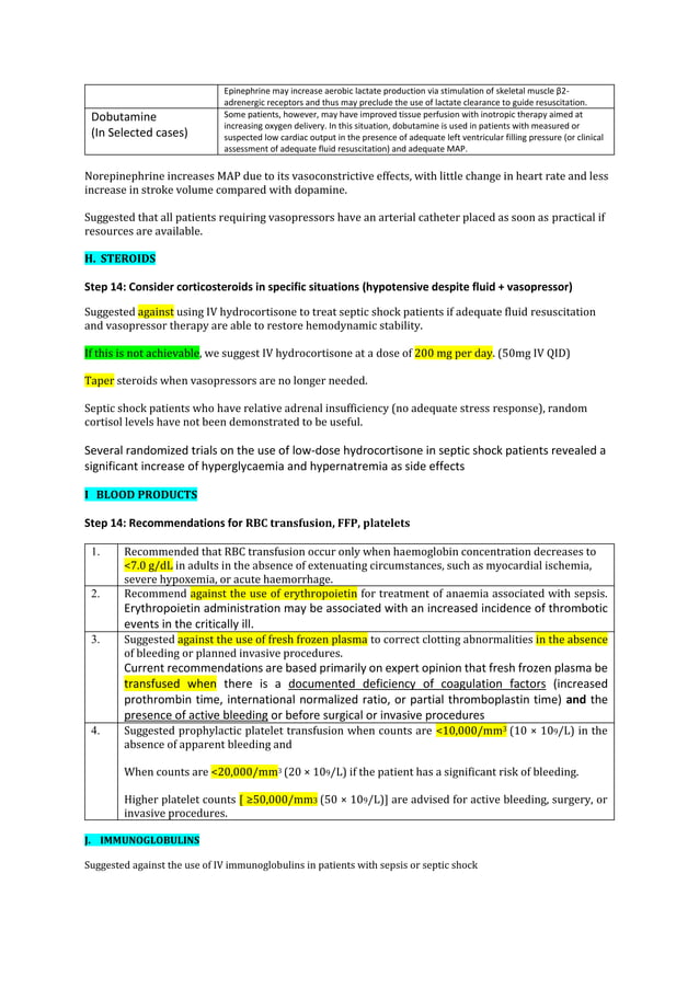 Sepsis protocol 2016 : Notes2021 | PDF