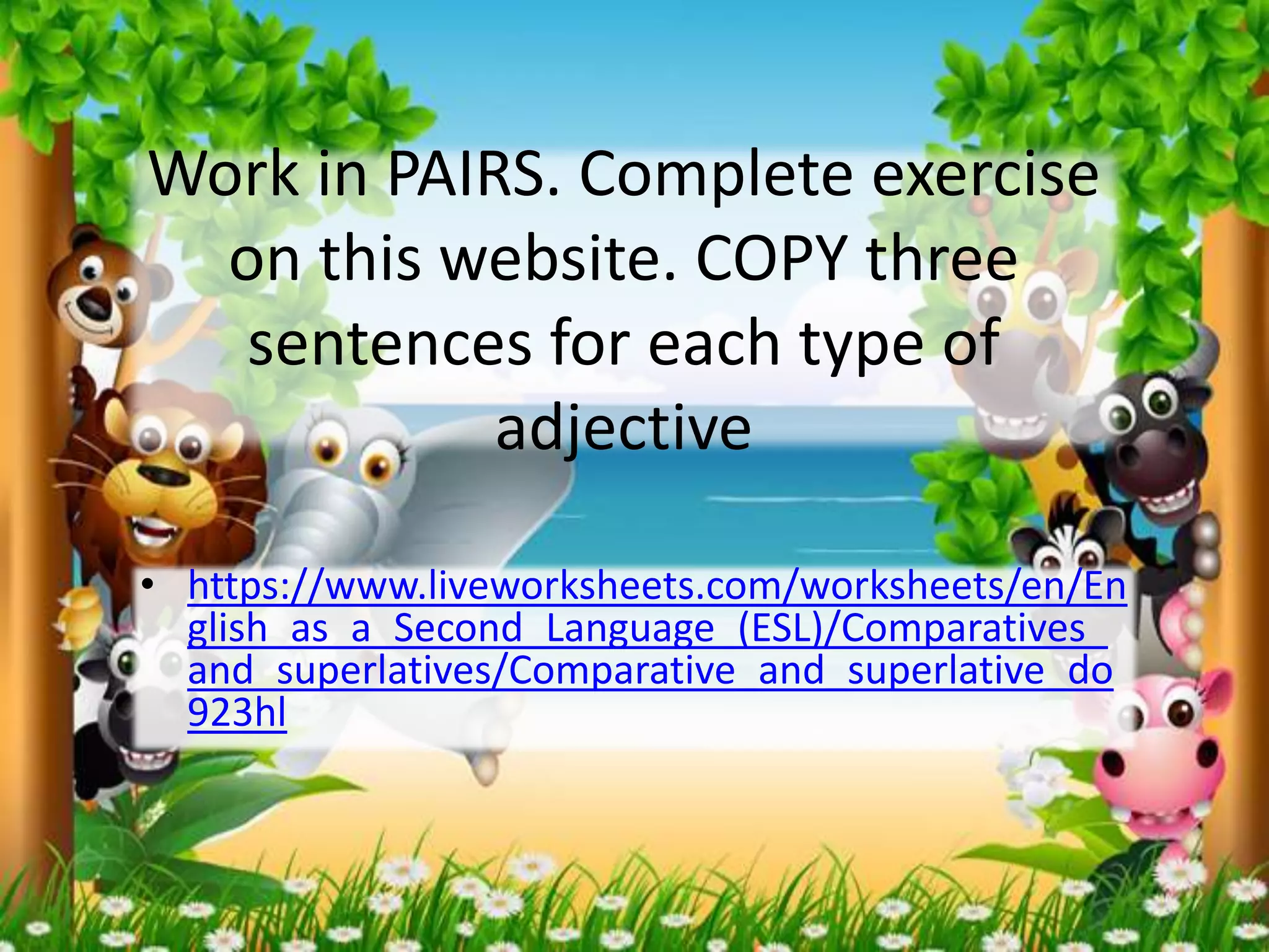 Comparative and Superlative Adjectives: Animals | PPTX