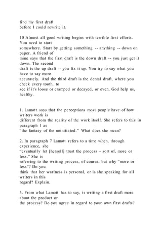1 shitty first drafts anne lamott from bird by bird | DOCX