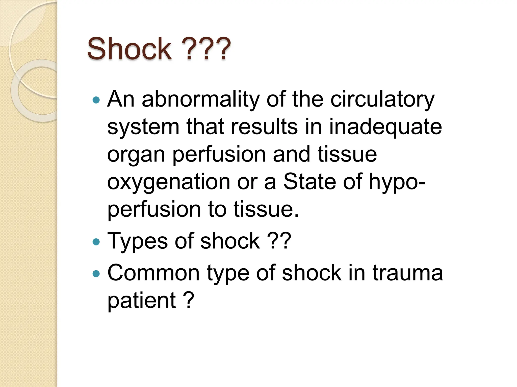 what is shock | PPTX | First Aid | Injuries
