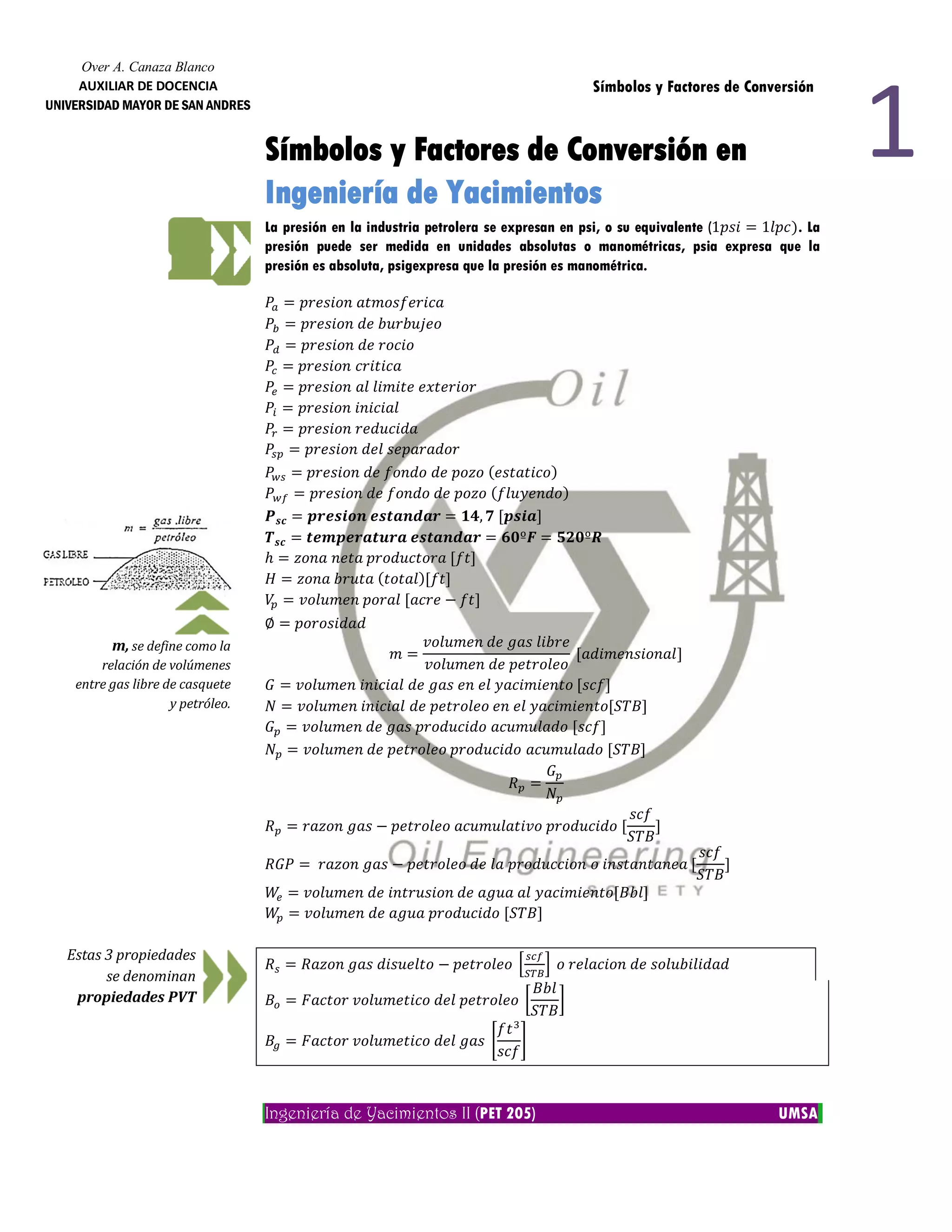 1 simbolos y factores de conversion en ingenieria de yacimientos | PDF