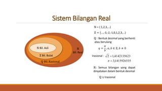 Sistem Bilangan Real, Bilangan Rasional, Irasional, Bulat, Cacah, dan ...
