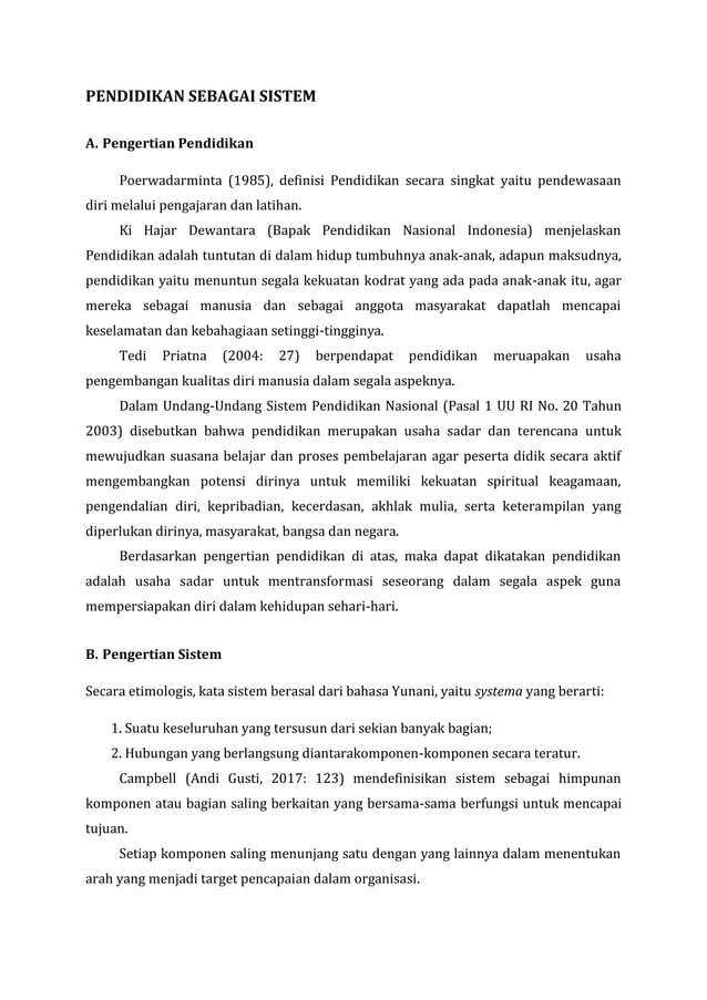 Pendidikan sebagai Sistem | PDF