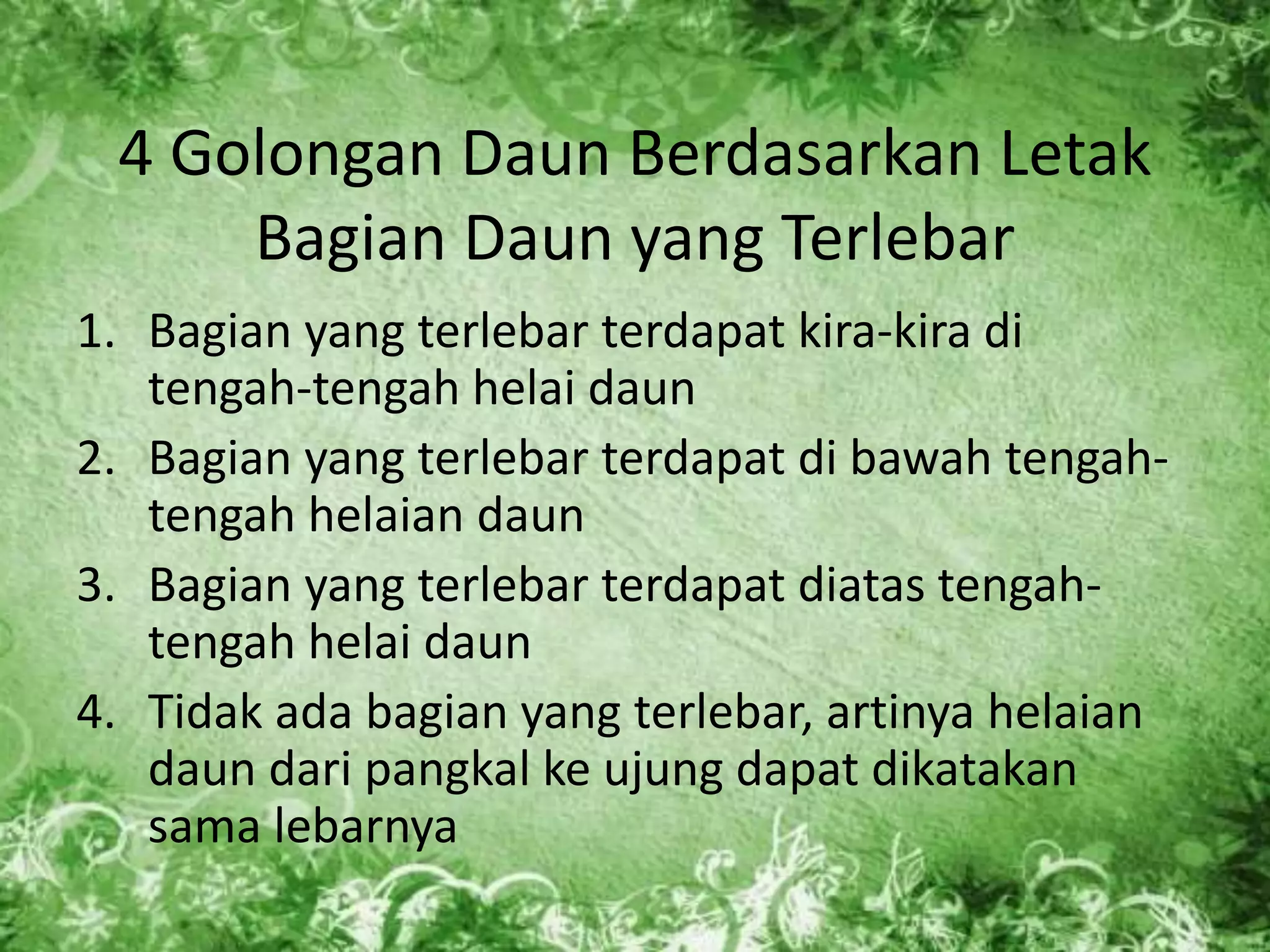 PPT Morfologi Tumbuhan - Daun dan Bangun Daun | PPTX