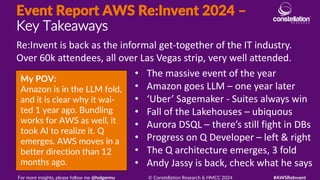 Event Report AWS ReInvent 2024 - Nova, Uber SageMaker, Lakehouse, Q ...