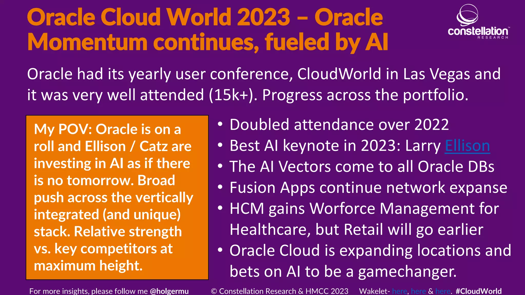 1slide Event Report Oracle Cloud World 2023 Ppt