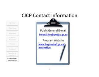 Canadian Innovation Commercialization Program (CICP) - Innovation ...