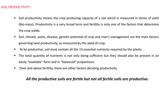 1 Soil fertility and productivity.pptx | Agriculture | Industries
