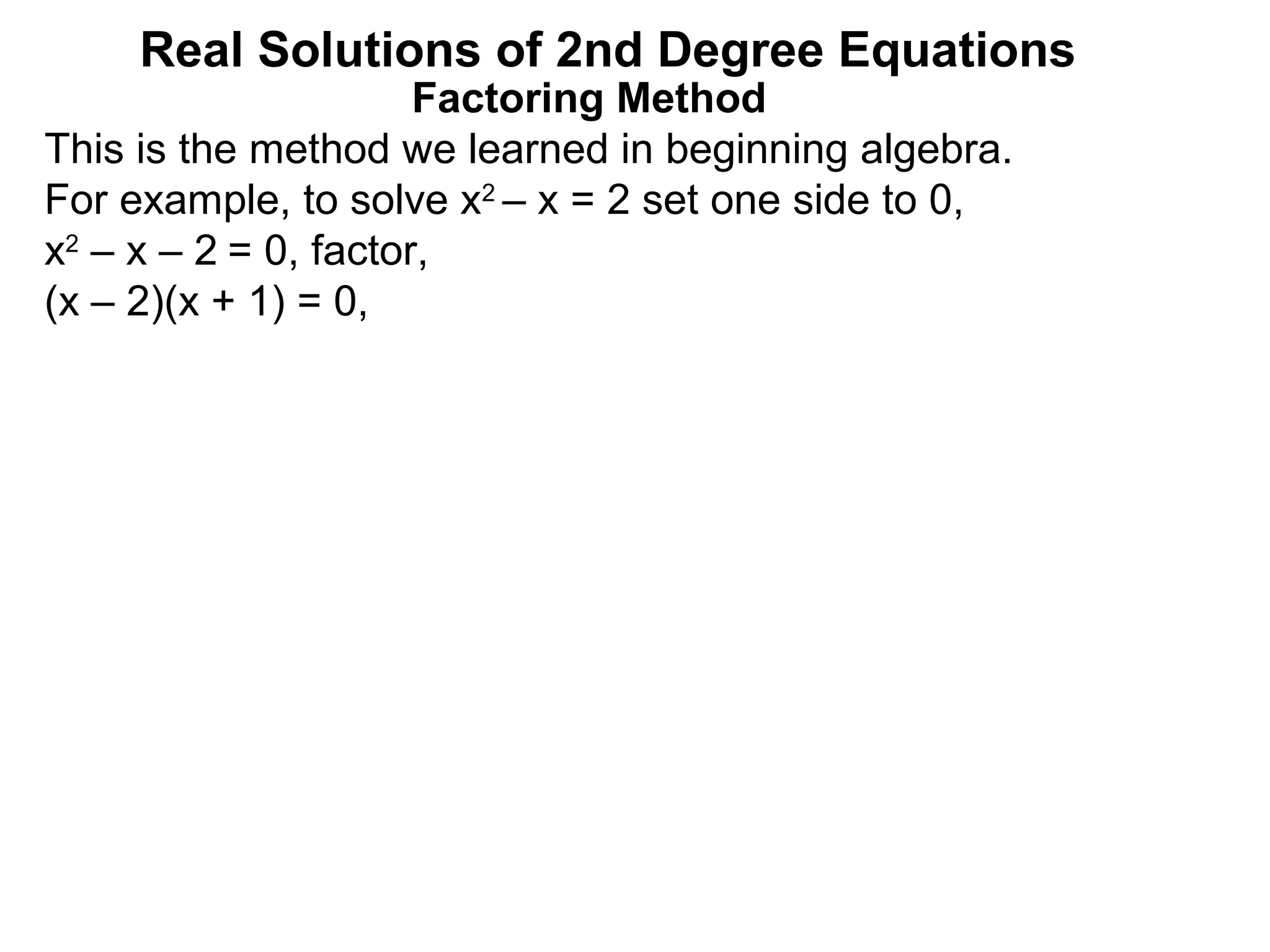 21 solutions of 2nd degree equations | PPT