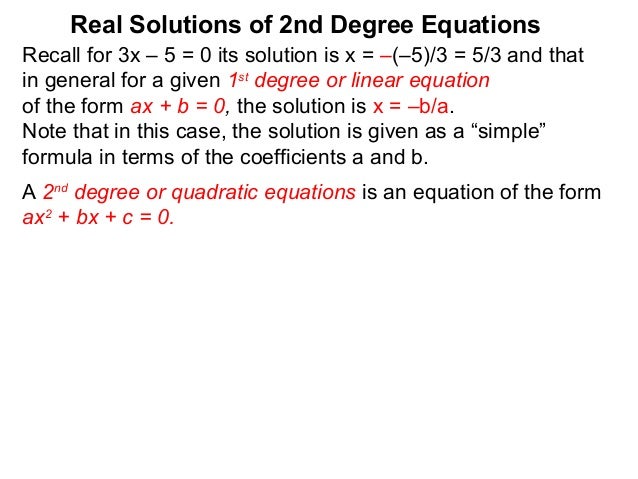 21 solutions of 2nd degree equations