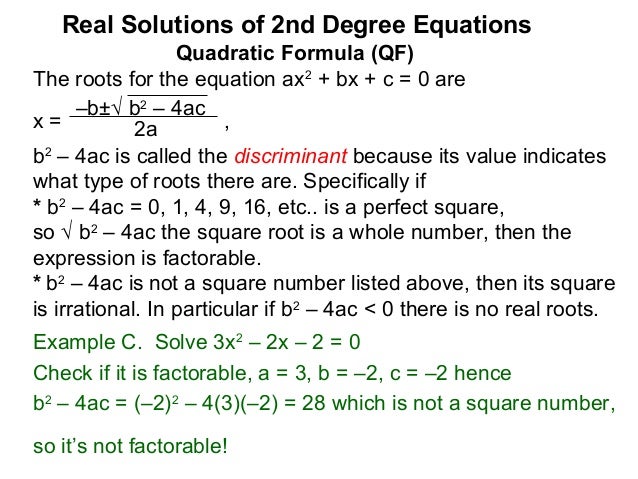 21 solutions of 2nd degree equations