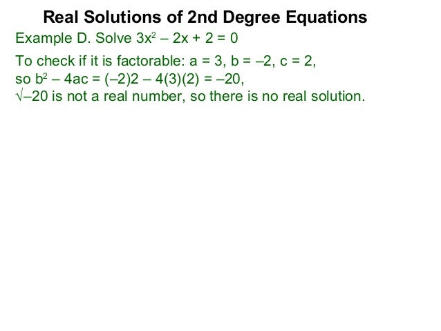 21 solutions of 2nd degree equations